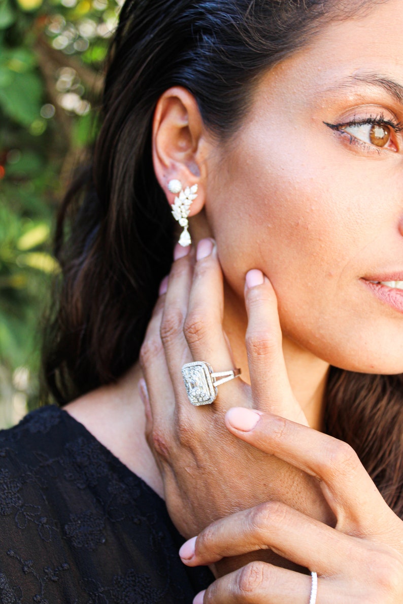 3.80 Carat Mixed Shaped Prong Setting Diamond Leaf Style Drop Earrings ...