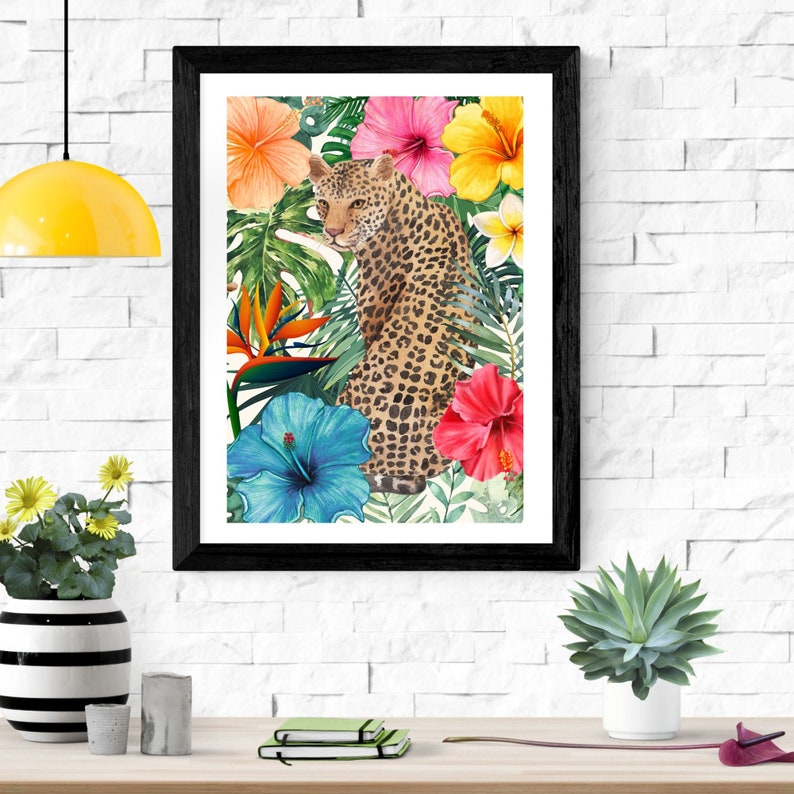 Tropical Cheetah Wall Art, Cheetah Art Print, Animal Poster, Colourful ...
