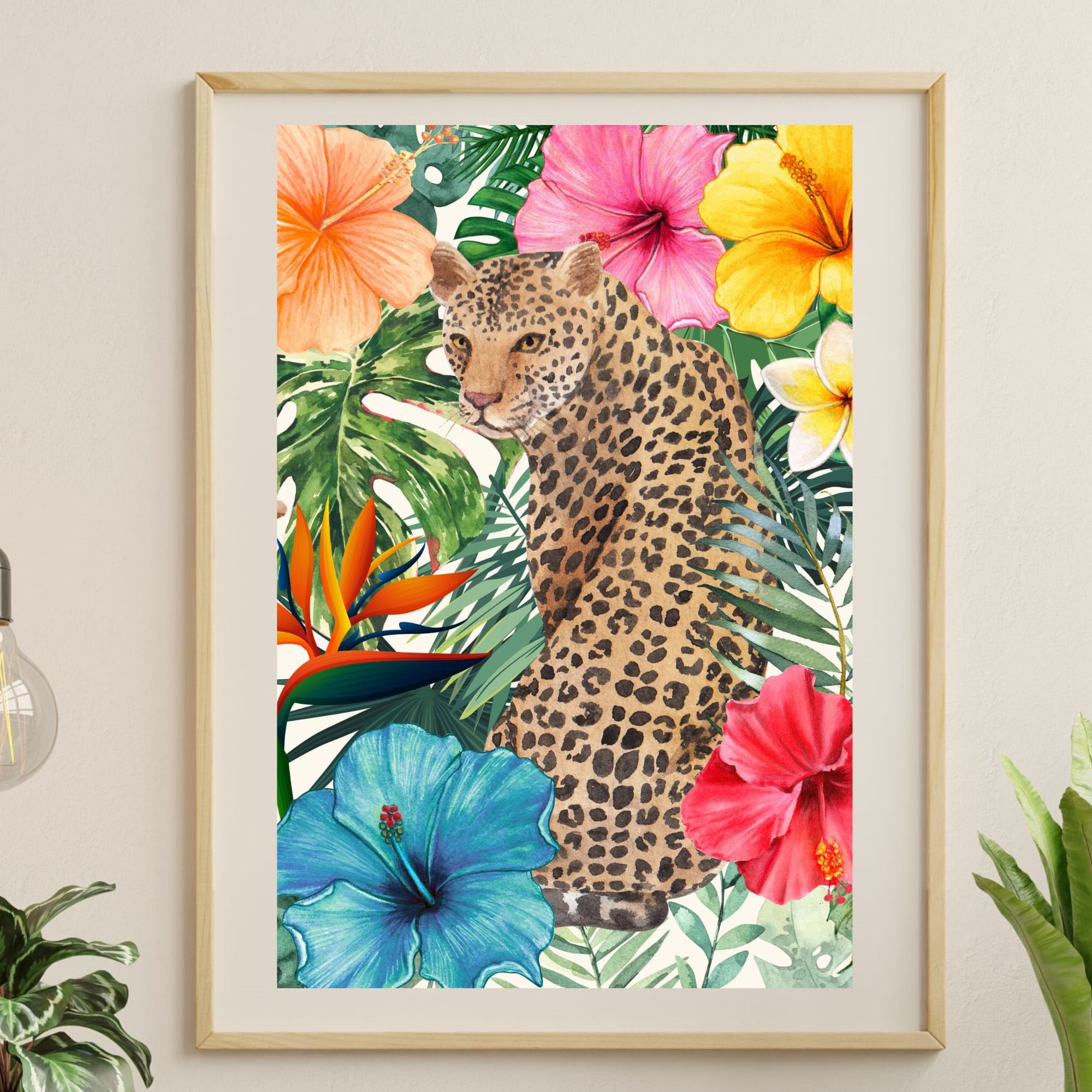 Tropical Cheetah Wall Art, Cheetah Art Print, Animal Poster, Colourful ...