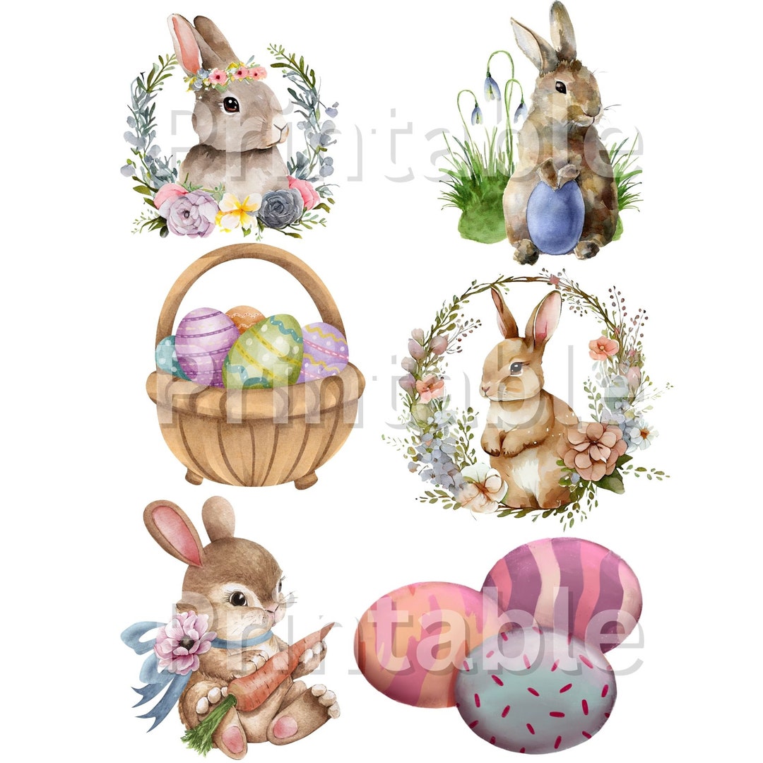 Cottagecore Bunny Vintage Printable Scrapbook Easter Printable ...