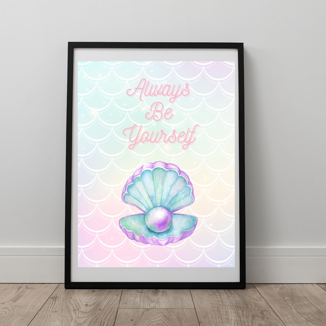 Pastel Mermaid Clam Shell Art Print: Girls Room Decor (digital Download ...