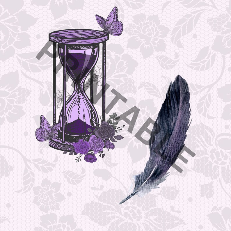 Purple Whimsigoth Clip Art: Raven, Rose, Potion (PNG Digital Download ...