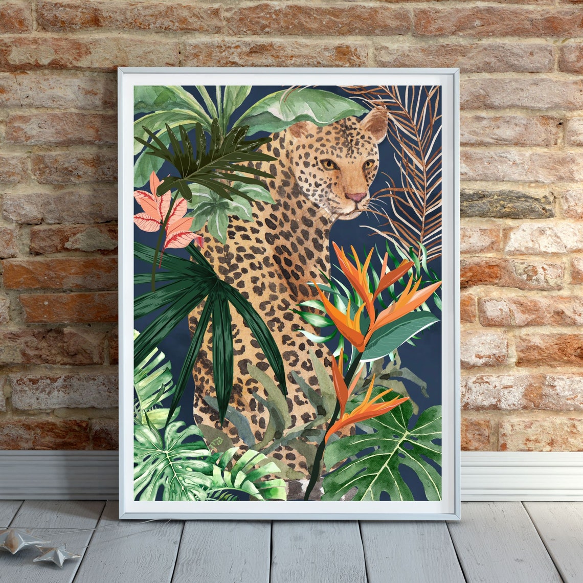 Leopard Wall Art Jungle Tropical Leaves Print Animal Poster Leopard ...