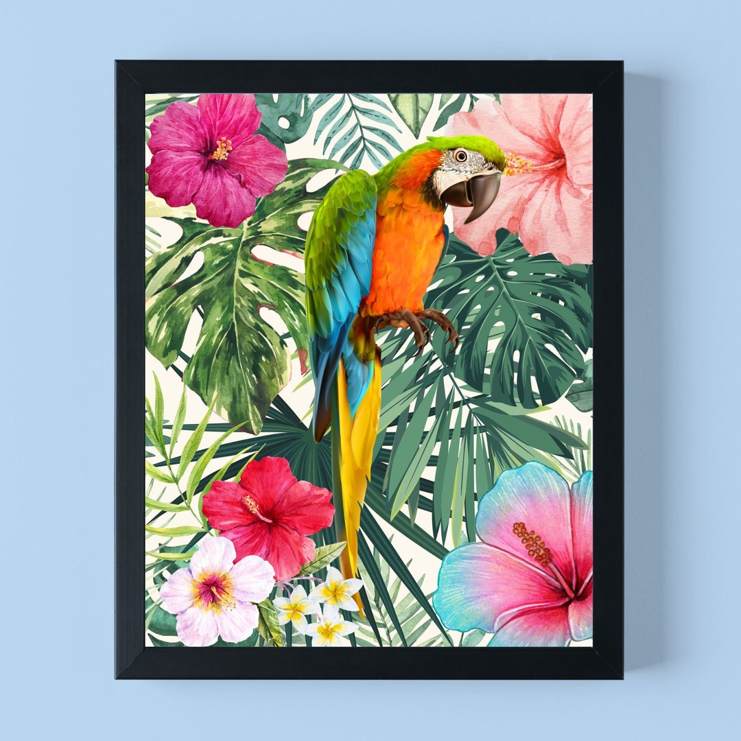 Tropical Parrot Poster, Exotic Home Decor, Jungle Parrot Wall Art ...