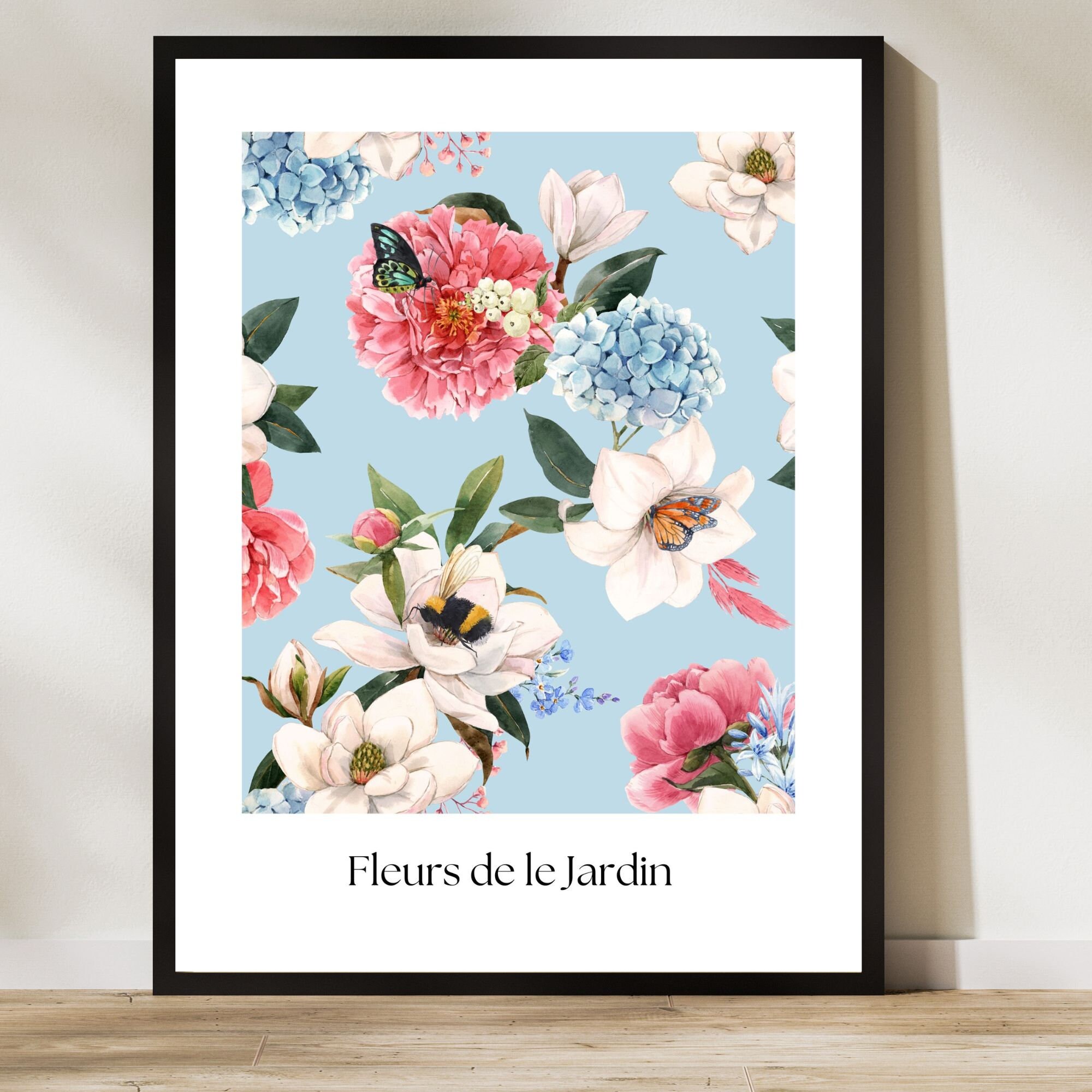 Les Fleurs Print, Bee Flowers Printable Wall Art, DIGITAL DOWNLOAD ...