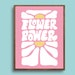 Flower Power Wall Art Pink Retro Poster Groovy Floral Bright Bold ...