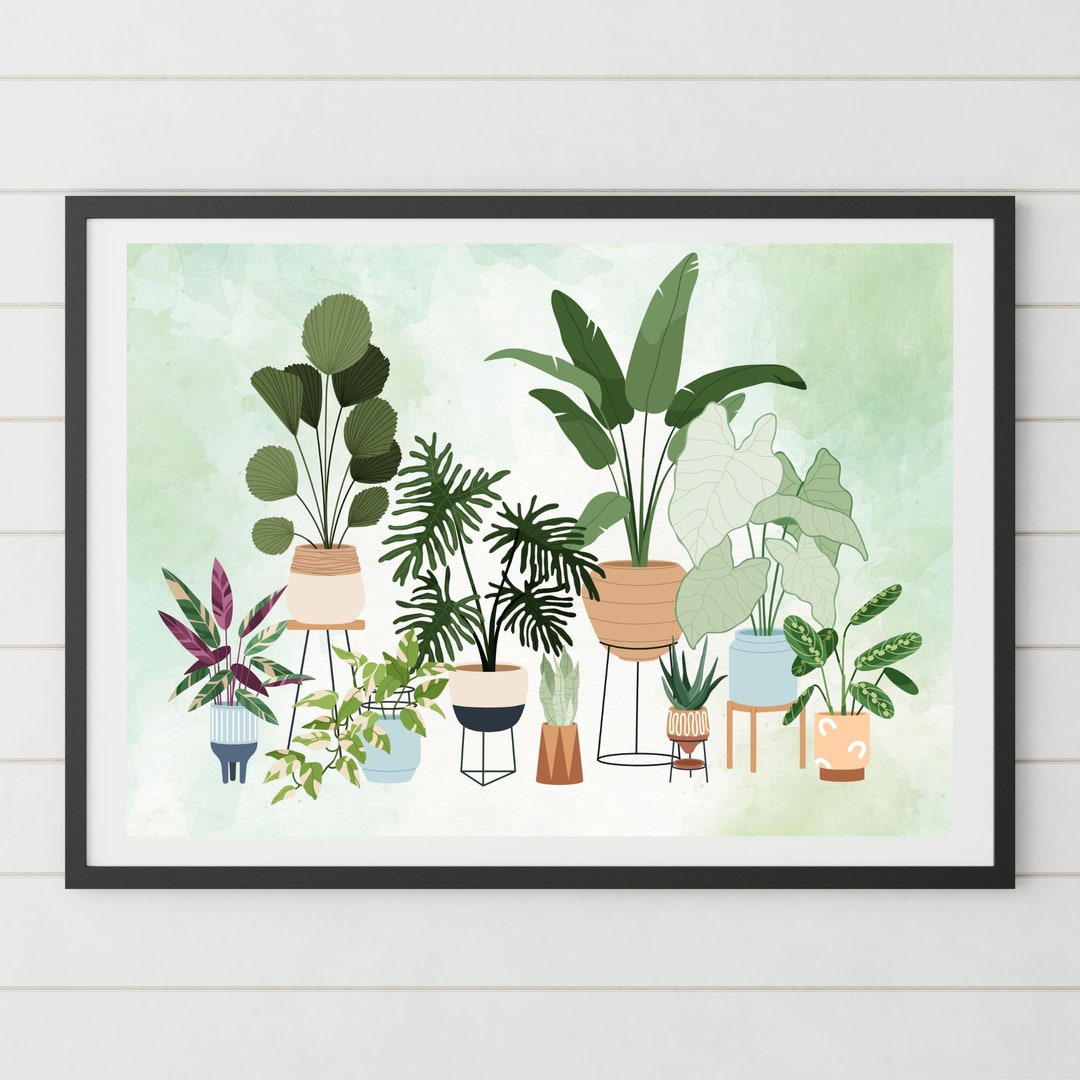 Botanical Plant Print Wall Art, Leaf Print, Green Foliage Wall Art ...
