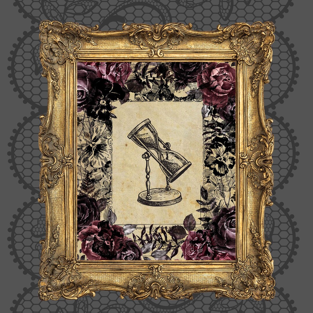Vintage Dark Hourglass Print Victorian Illustration Moody Academia Dark ...