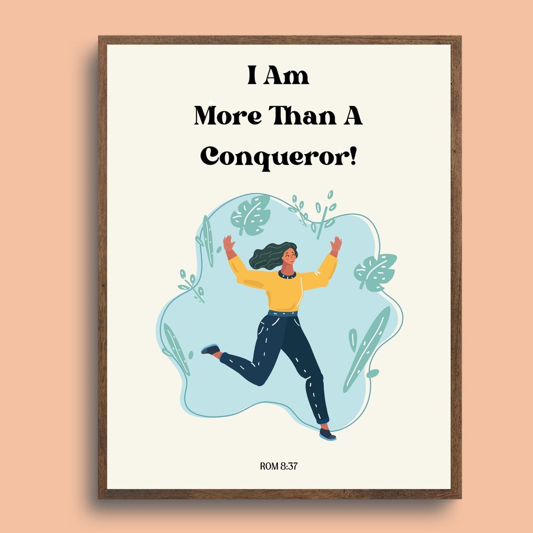 Bible Verse Wall Art Romans 8:37 I Am More Than a Conqueror Modern ...