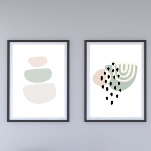 Sage Green and Pink Set of Two Prints, Boho Printable Sage Green and ...