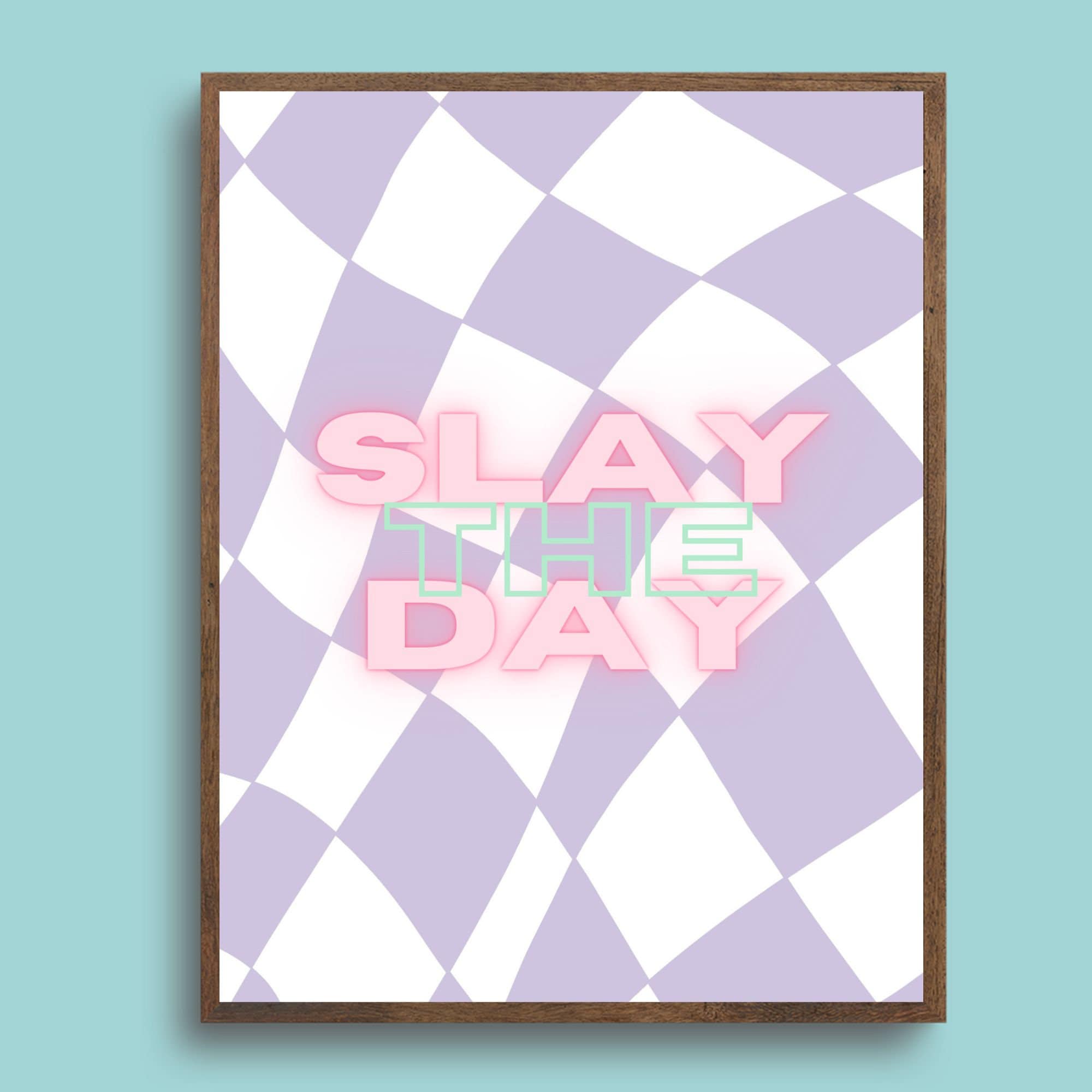 90s Aesthetic Checkerboard Slay the Day Fun Wall Art Girl Power Teen ...