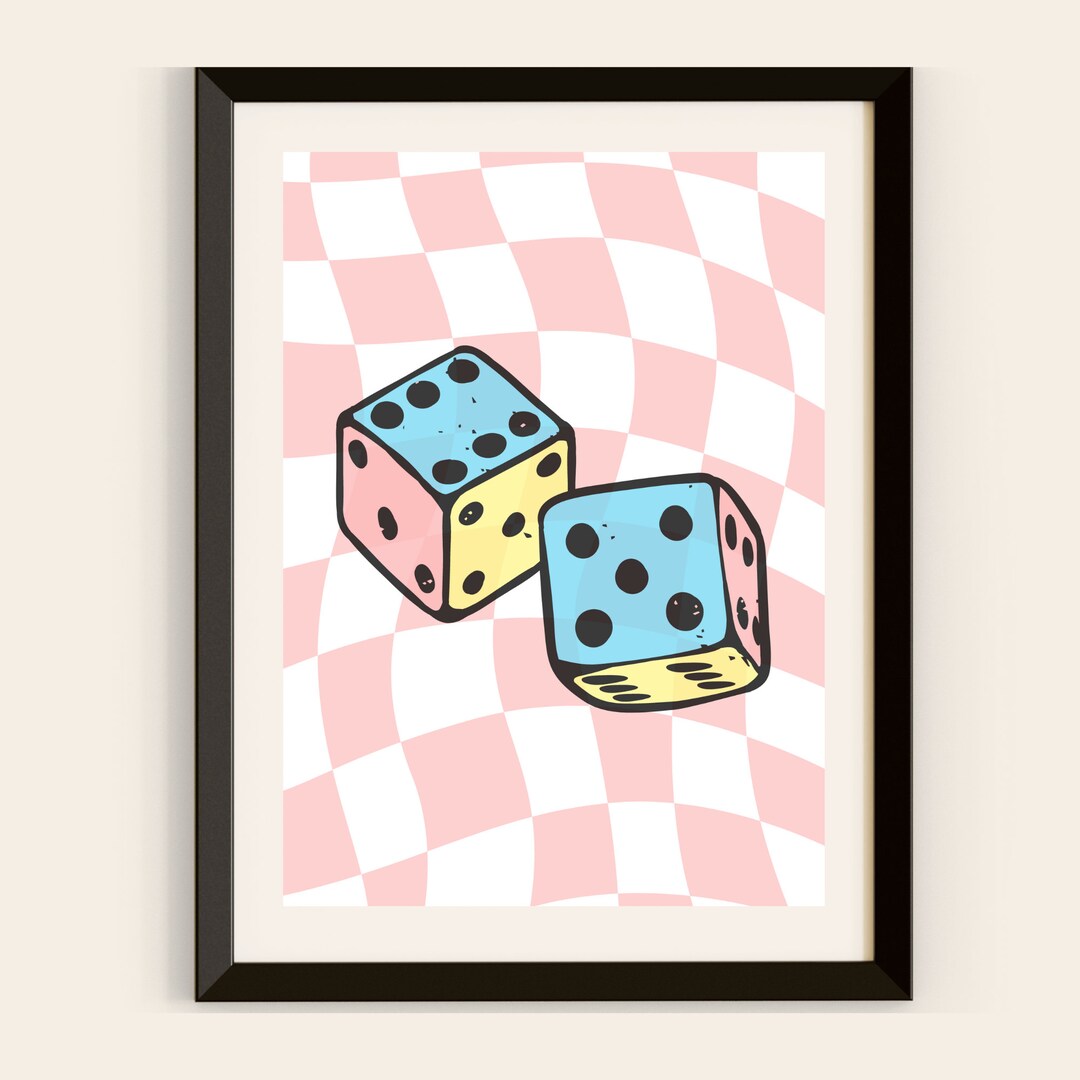 Checkerboard Pastel Art Print Trendy Pink and White Check Print,retro ...