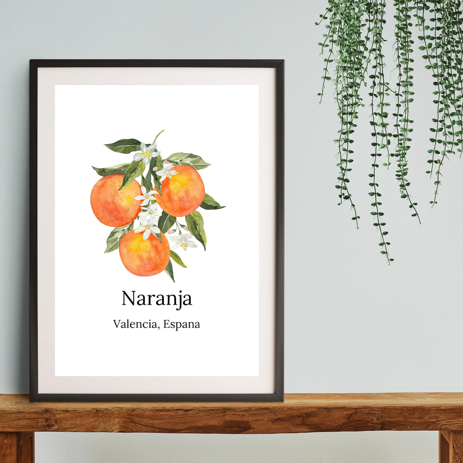 Naranja Spanish Orange Poster Kitchen Wall Art Valencia Oranges Fruit ...