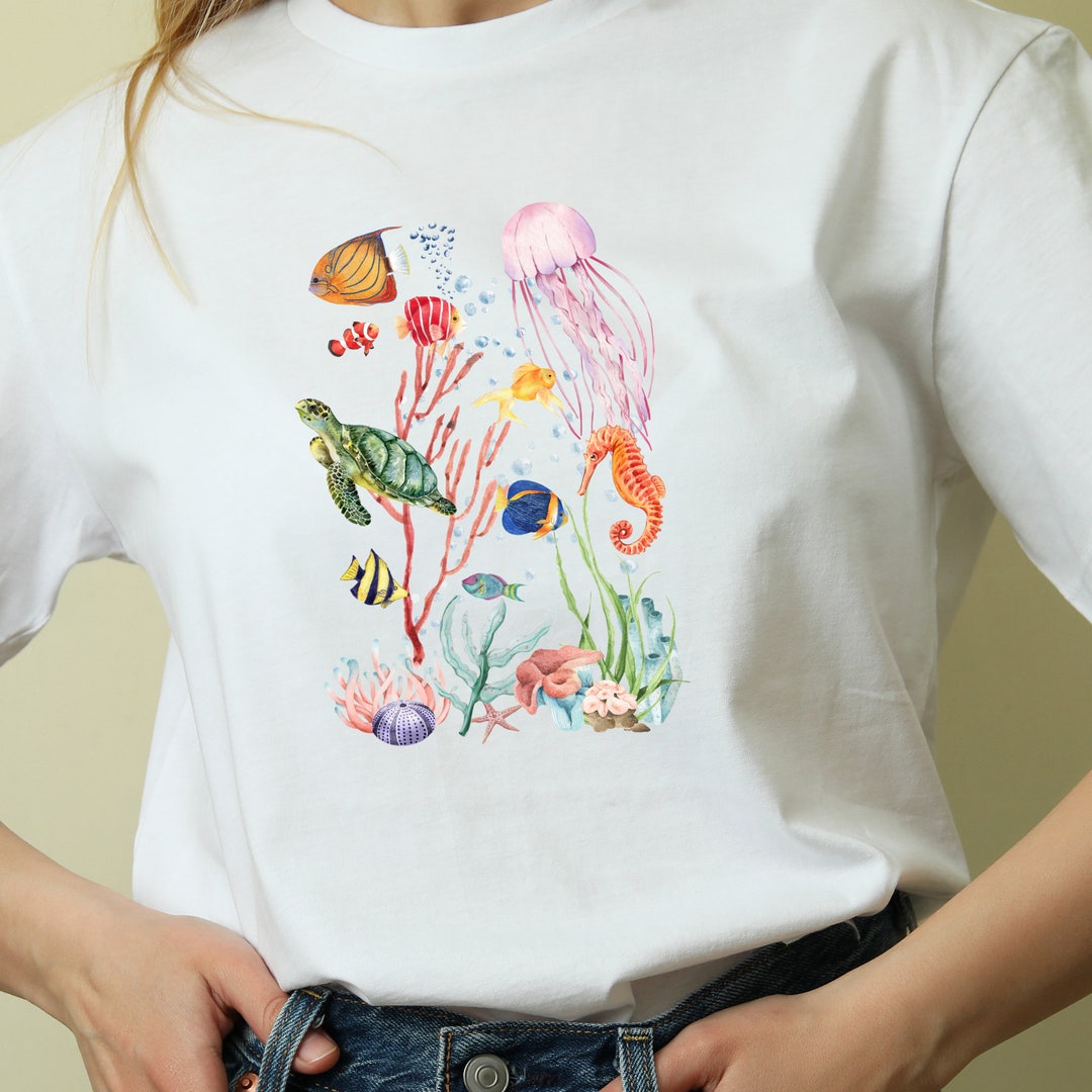 Sea Animals Shirt, Nature Lover Sea Shirt, Beach Life Turtle Tee, Sea ...