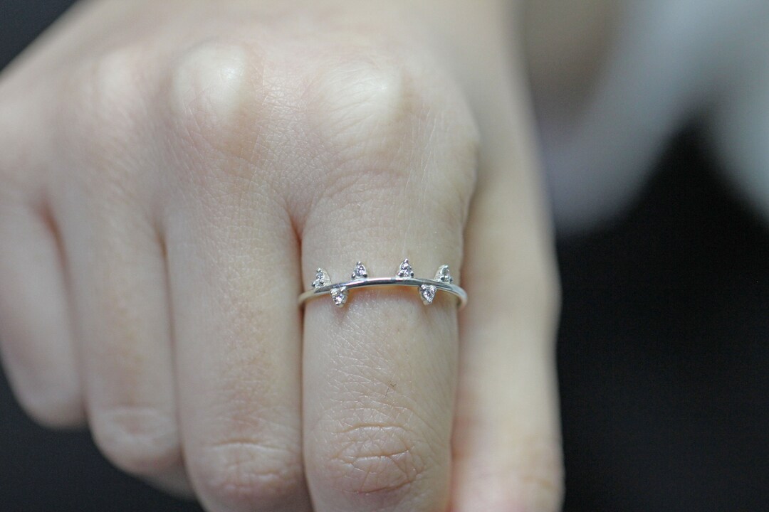 Half Round Triangle Cut Diamond Ring. Diamond Engagement Ring. - Etsy