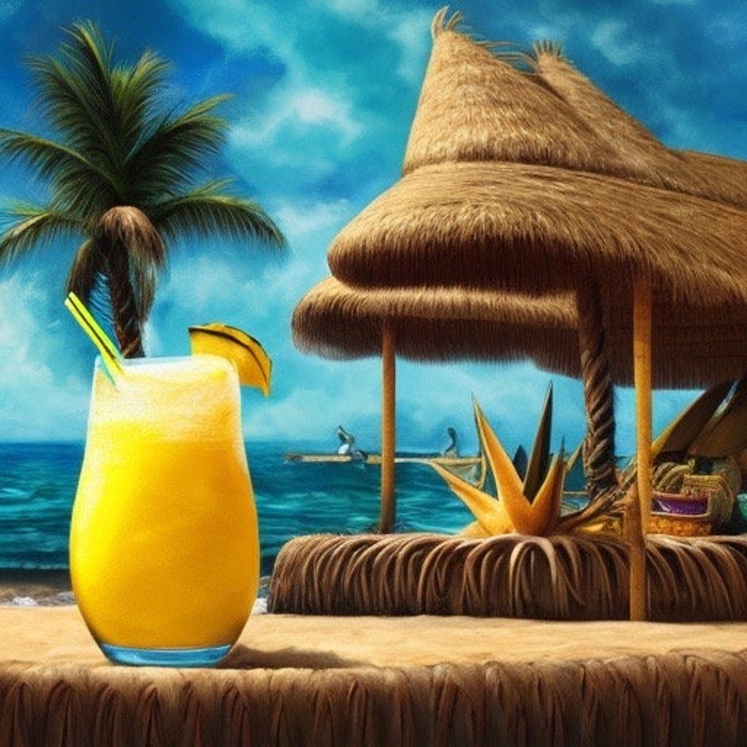 The Piña Colada on a Tropical Beach With a Palm Tree & Tiki Hut - Etsy