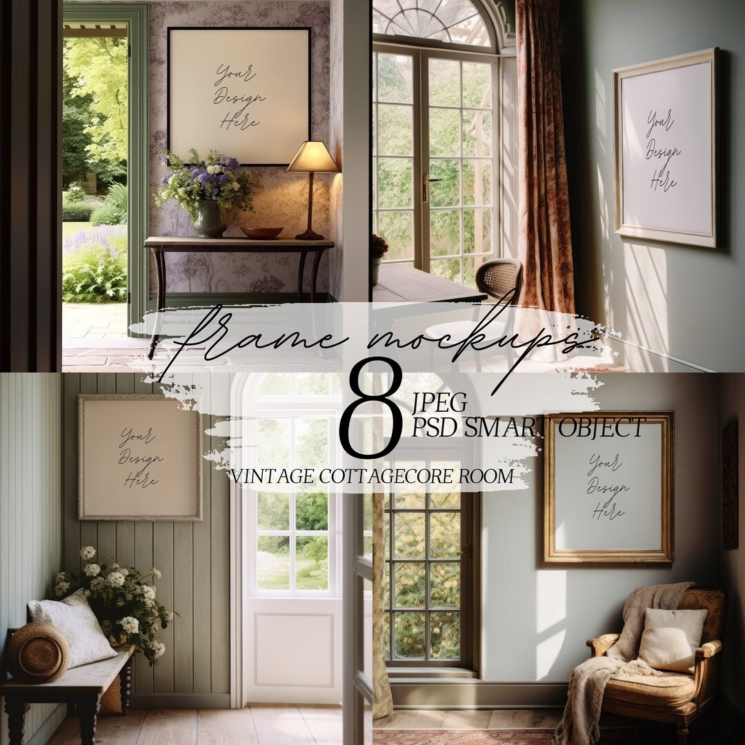 Vintage Frame Mockups Bundle | Vintage Farmhouse Poster Mockup ...