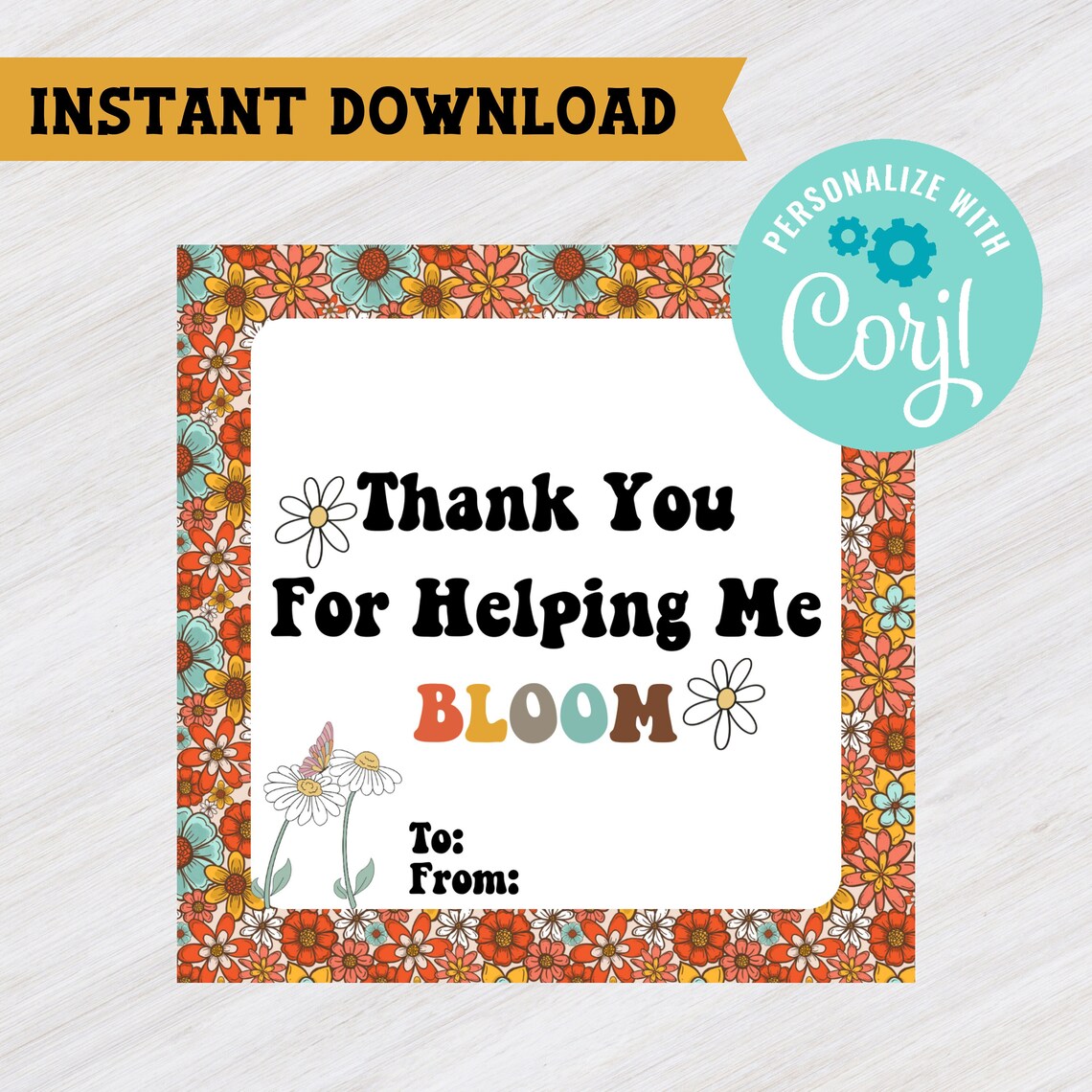 Thank You for Helping Me Bloom Printable | Teacher Gift | End of Year ...