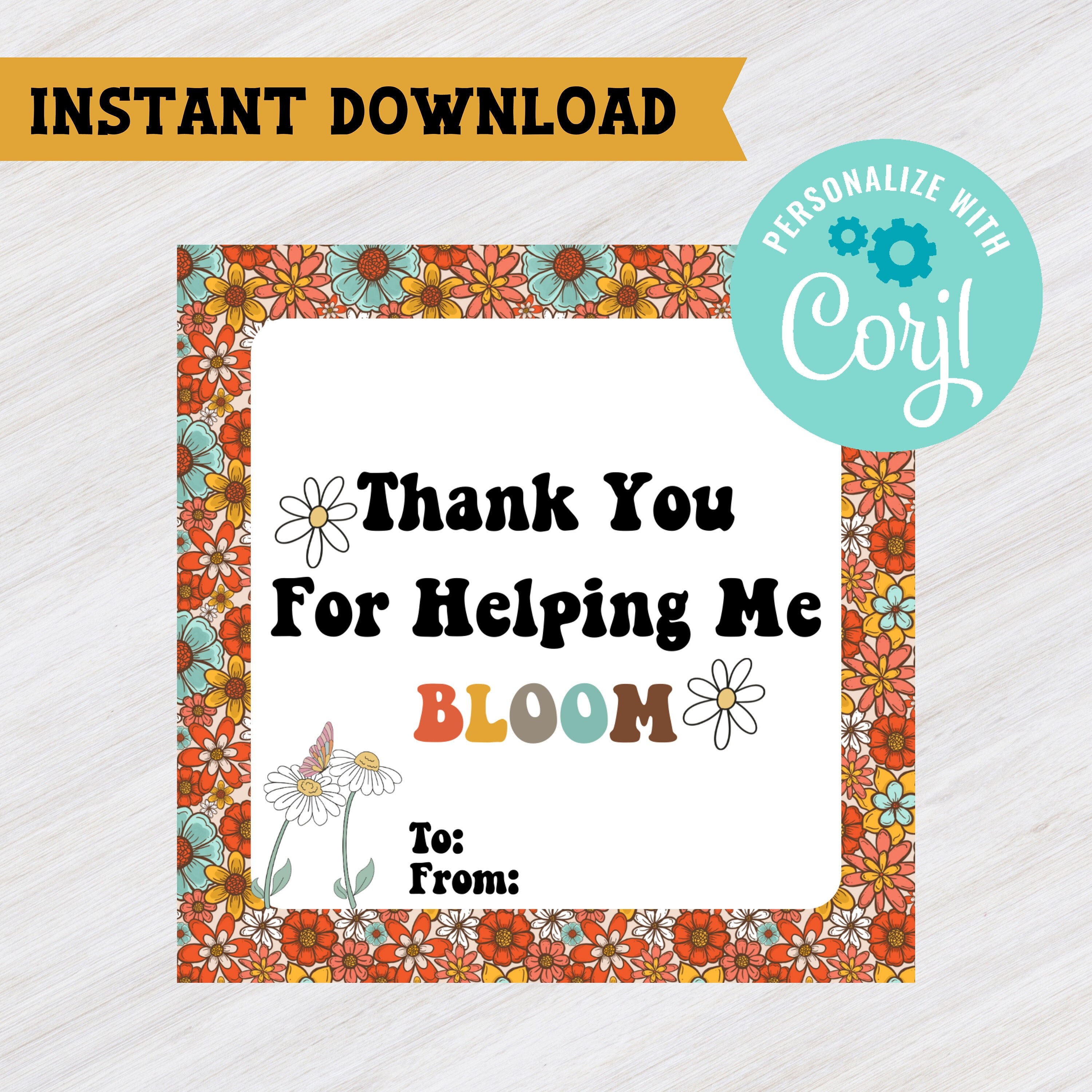 Thank You for Helping Me Bloom Printable | Teacher Gift | End of Year ...