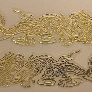 Gold Outline DRAGON STICKERS X 2, Decal, Small or Medium Size ...