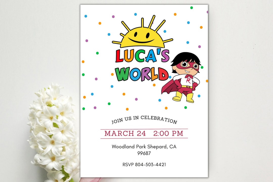 Ryan’s World Birthday Invitation - Ryan’s Toy Review Digital Invite ...