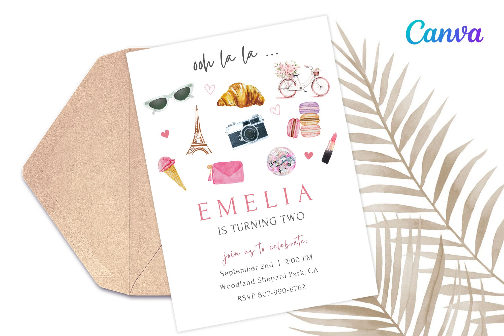 Paris Birthday Invitation Template Eiffel Tower Coffee French ...