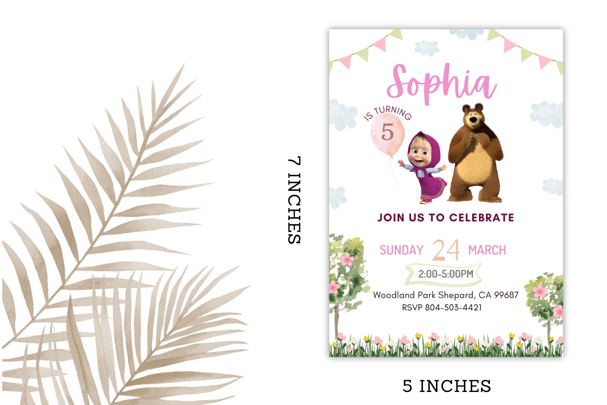 Masha and the Bear Invitation - Girls Invitation - Birthday Invitation ...