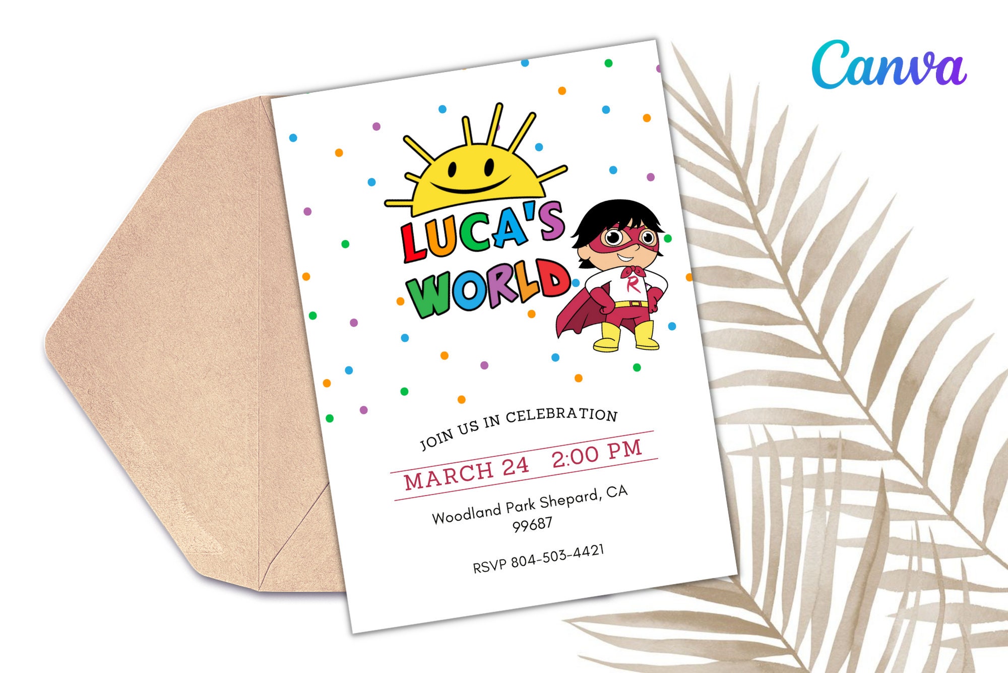 Ryan’s World Birthday Invitation - Ryan’s Toy Review Digital Invite ...