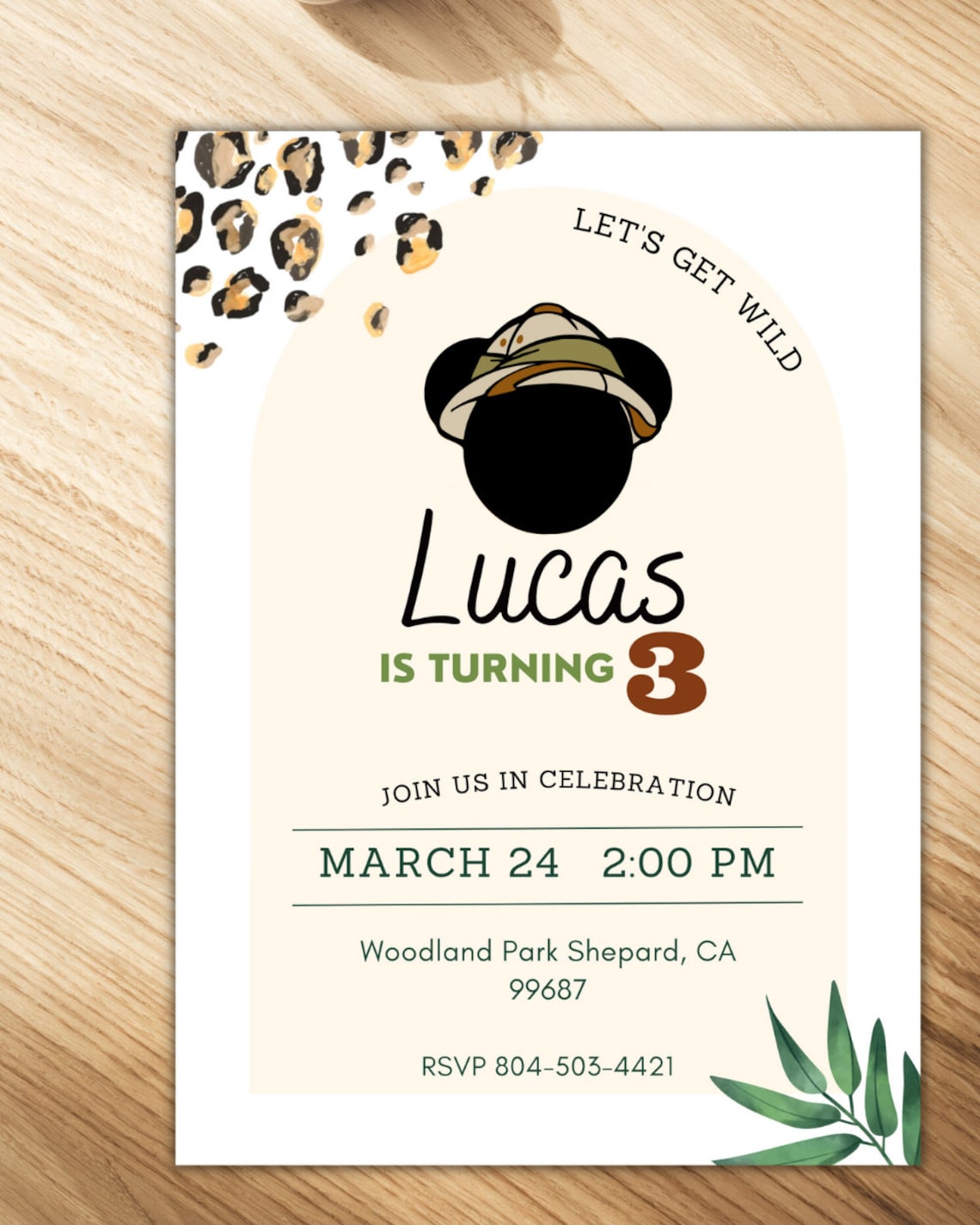 Mickey Safari Invitation Kids Invitation Digital Party Invite Kids ...