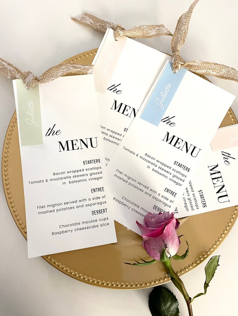 Minimalist Wedding Menu Template With Name Table Menu - Etsy
