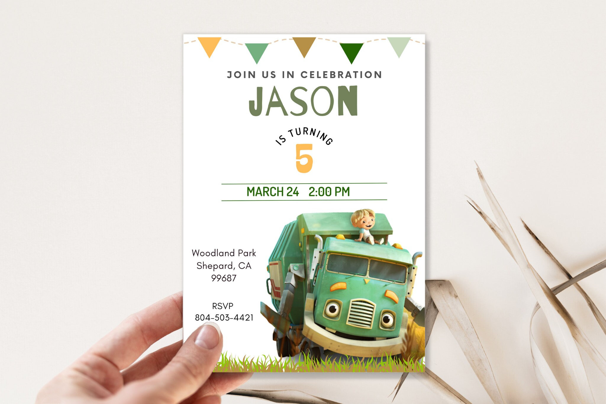 Trash Truck Birthday Invitation | Trash Truck Digital Invite | Kids ...