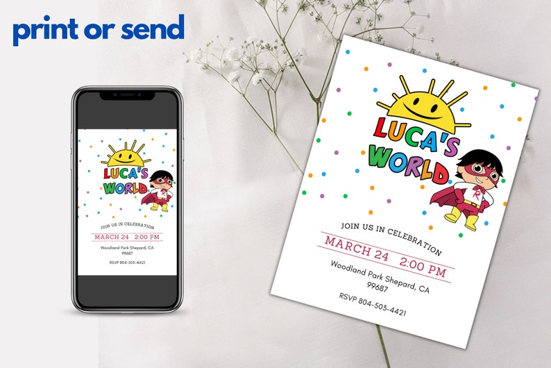 Ryan’s World Birthday Invitation - Ryan’s Toy Review Digital Invite ...