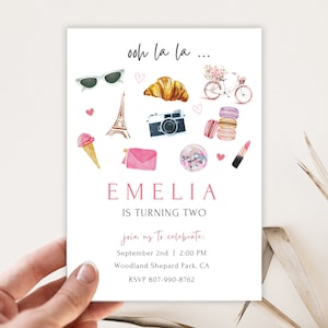 Paris Birthday Invitation Template Eiffel Tower Coffee French ...