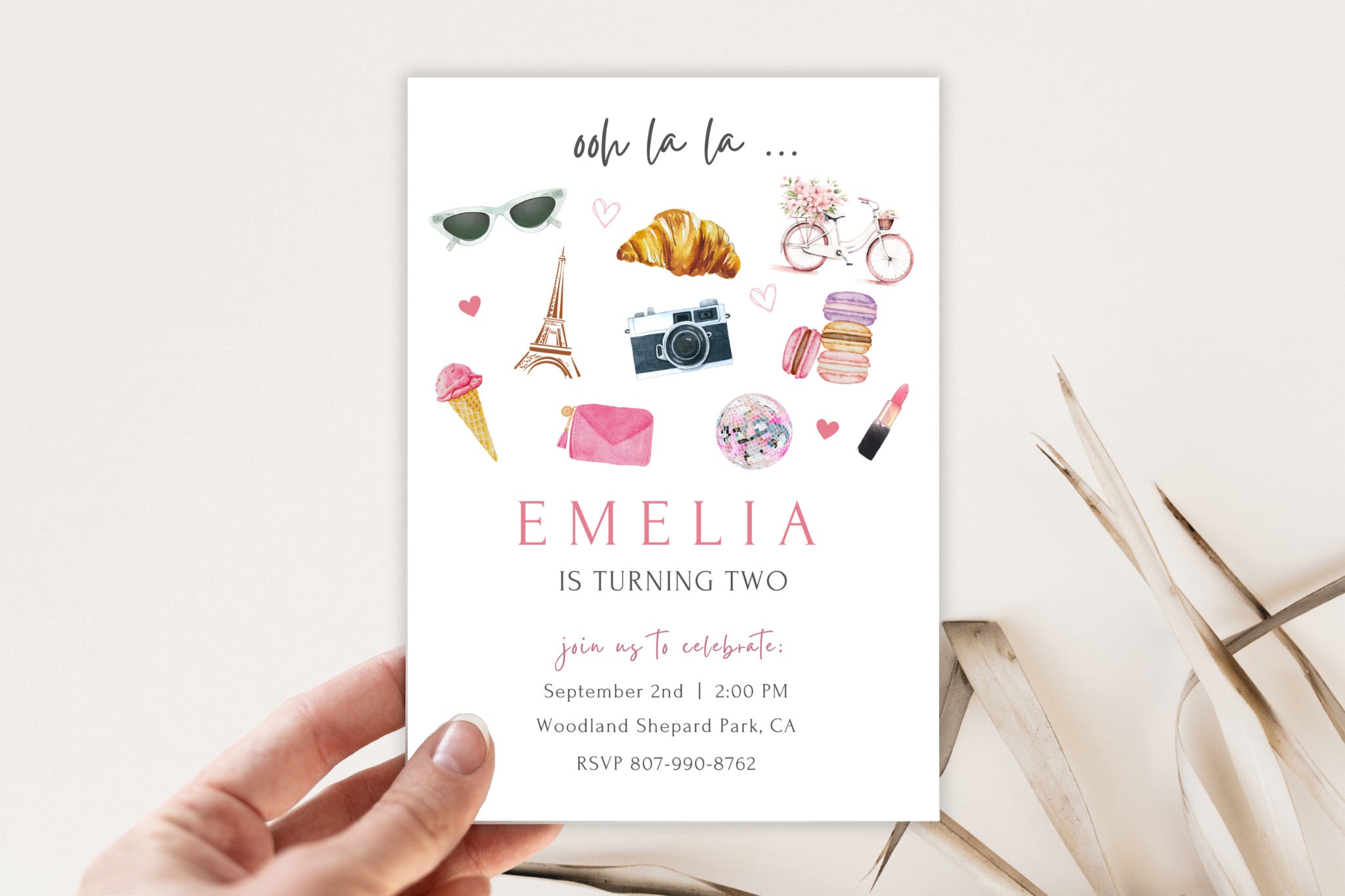 Paris Birthday Invitation Template Eiffel Tower Coffee French ...