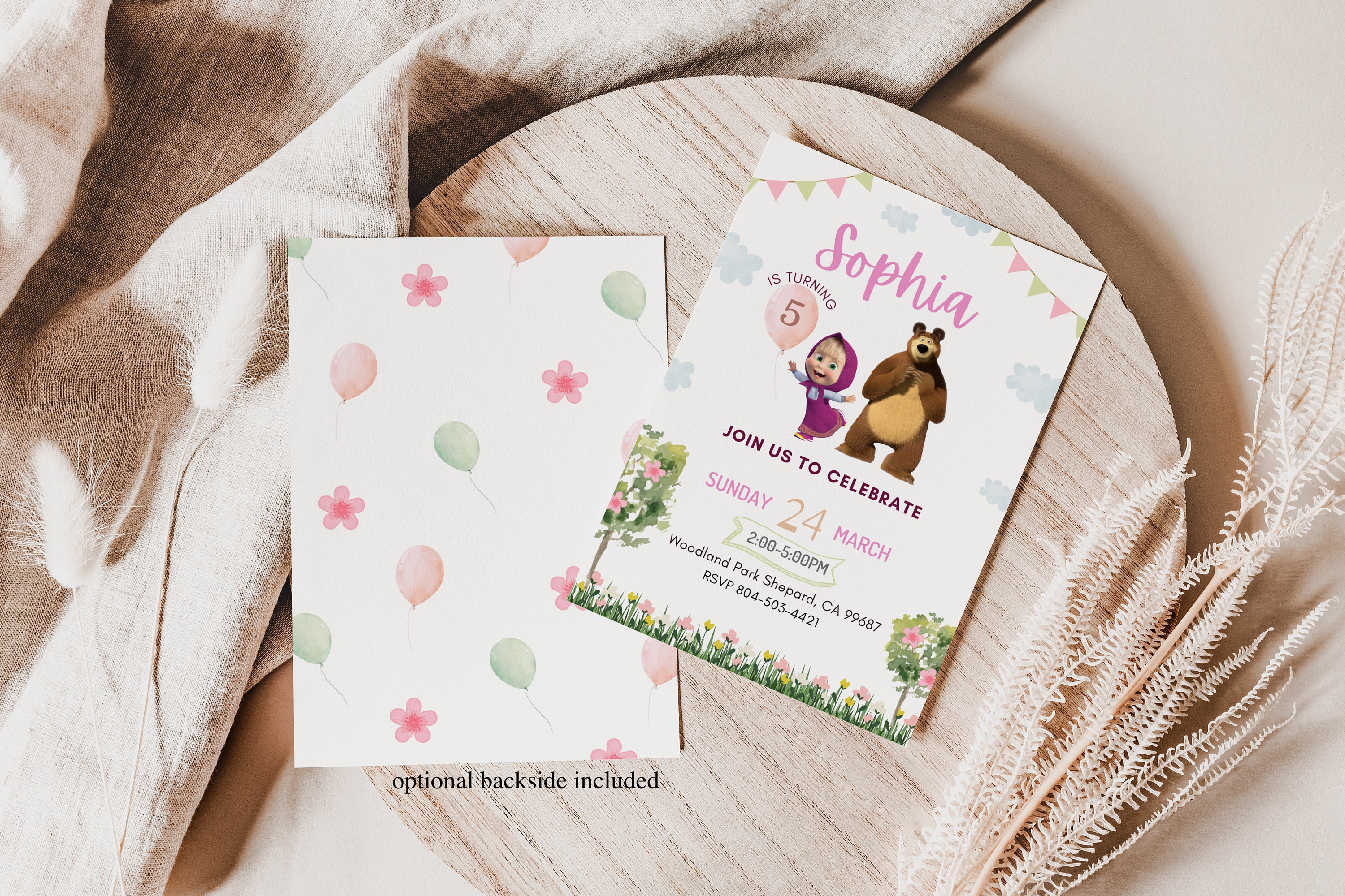 Masha and the Bear Invitation - Girls Invitation - Birthday Invitation ...