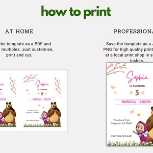 Masha and the Bear Invitation - Girls Invitation - Birthday Invitation ...