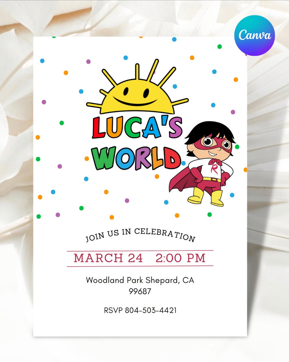 Ryan’s World Birthday Invitation - Ryan’s Toy Review Digital Invite ...