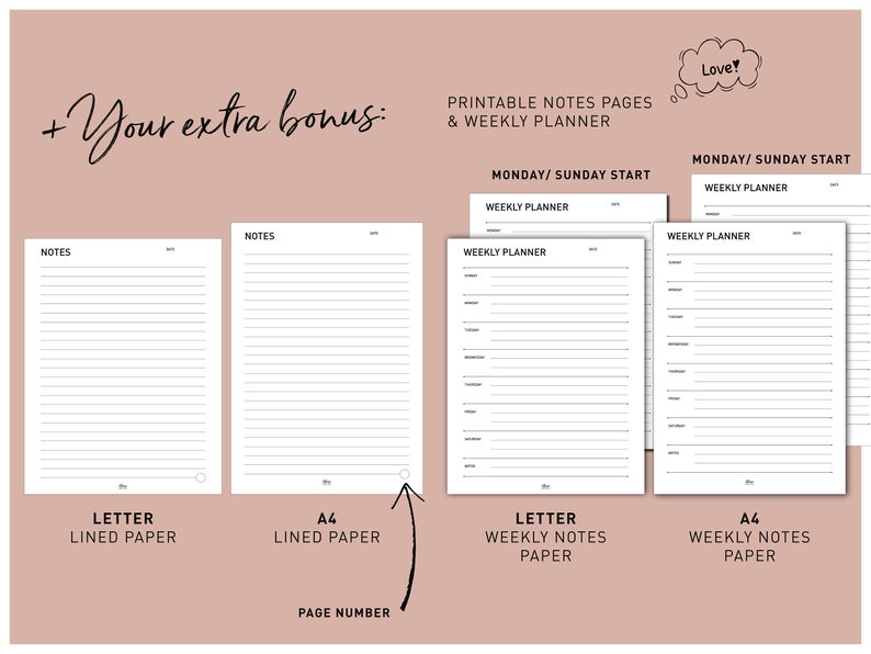 Printable Undated Monthly Calendar Minimalist Black/white Digital PDF ...