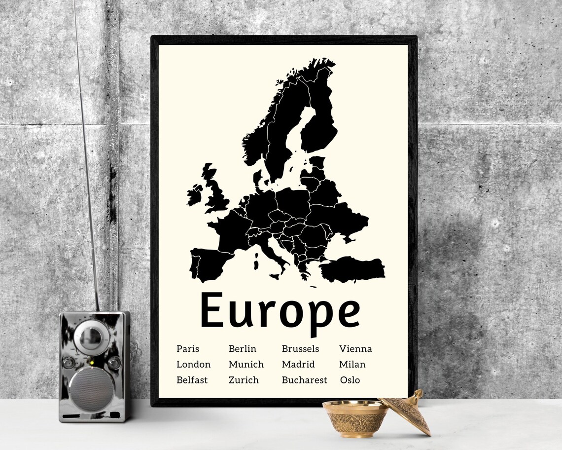 Europe Poster A0/A1/A2/A3/A4, Europe Poster, Europe Poster, Europe Map ...