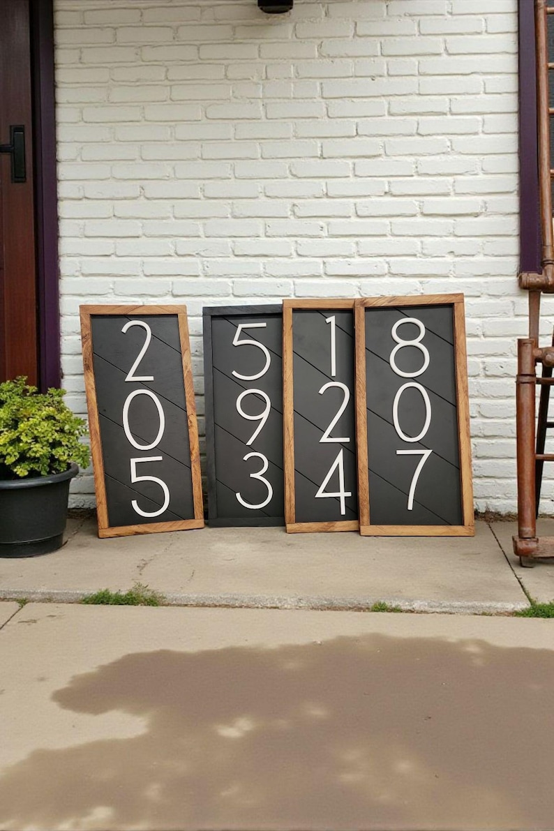 Handmade Wooden House Number Sign: Modern Farmhouse Address Plaque - Etsy