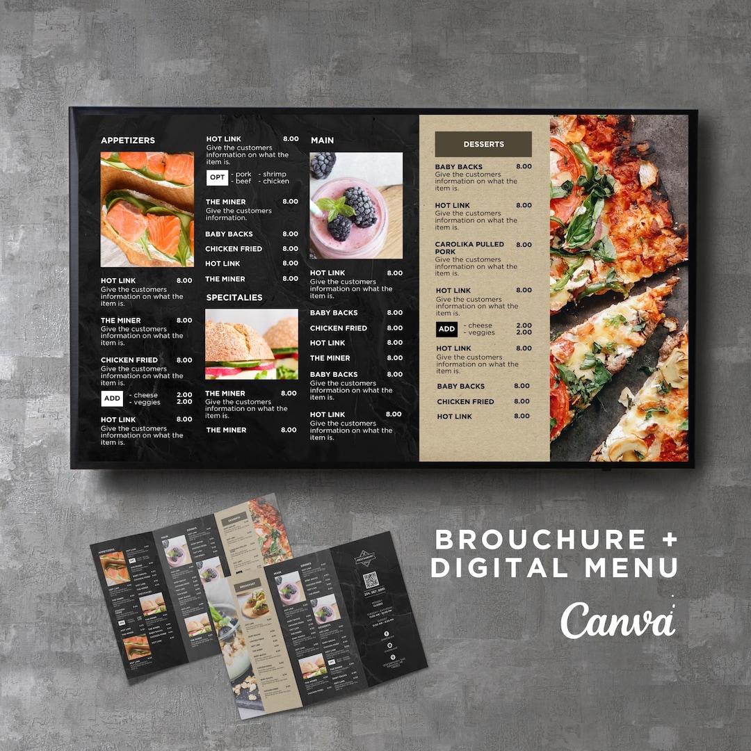 Bundle DIY TV Digital Menu Board Screen Takeout Template for Restaurant ...