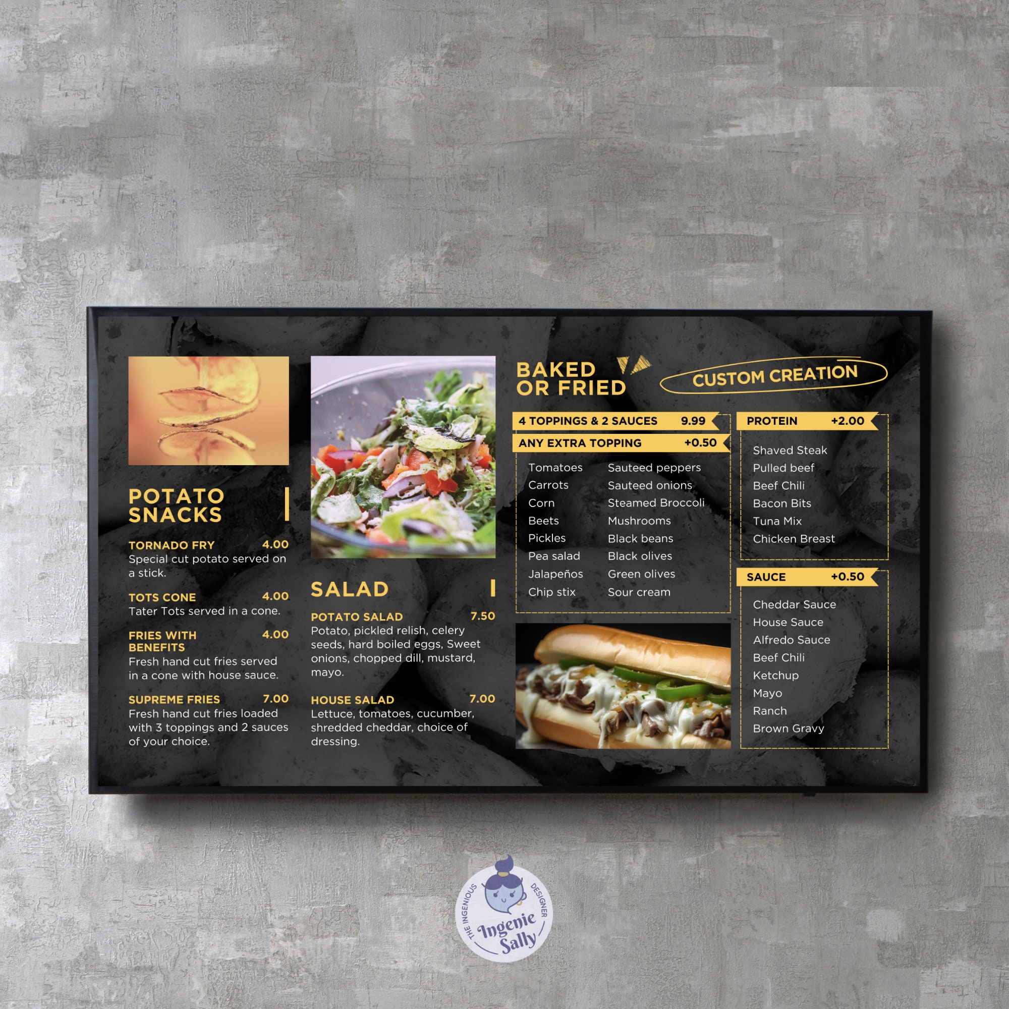 4 Custom Order Animated Digital TV Editable Canva Menu Board Screen for ...