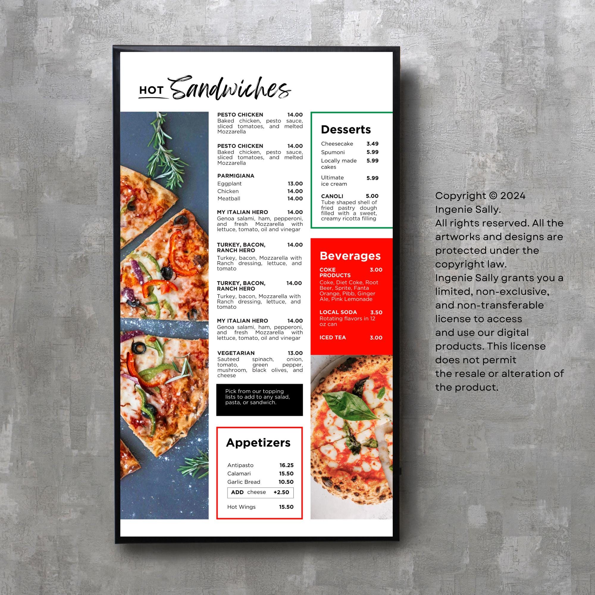DIY Static TV Editable Digital Menu Board Screen Canva Template for ...