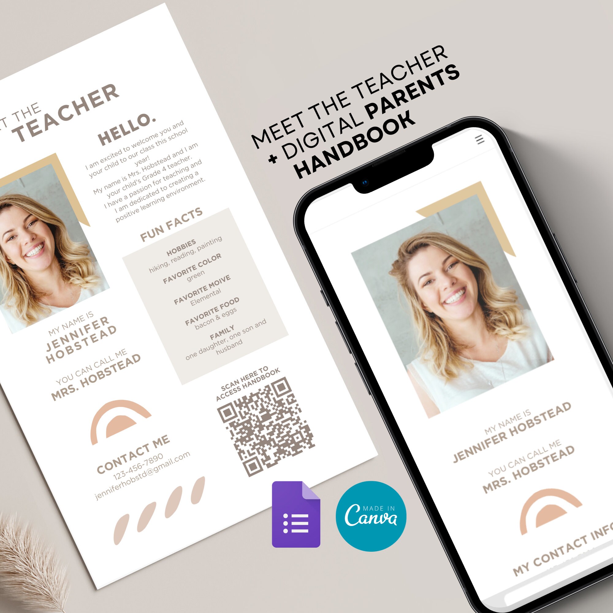 QR Code Meet the Teacher Digital Parent Handbook Parents - Etsy