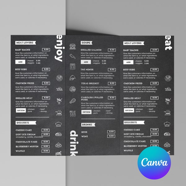 Take Out Menu Template - Etsy