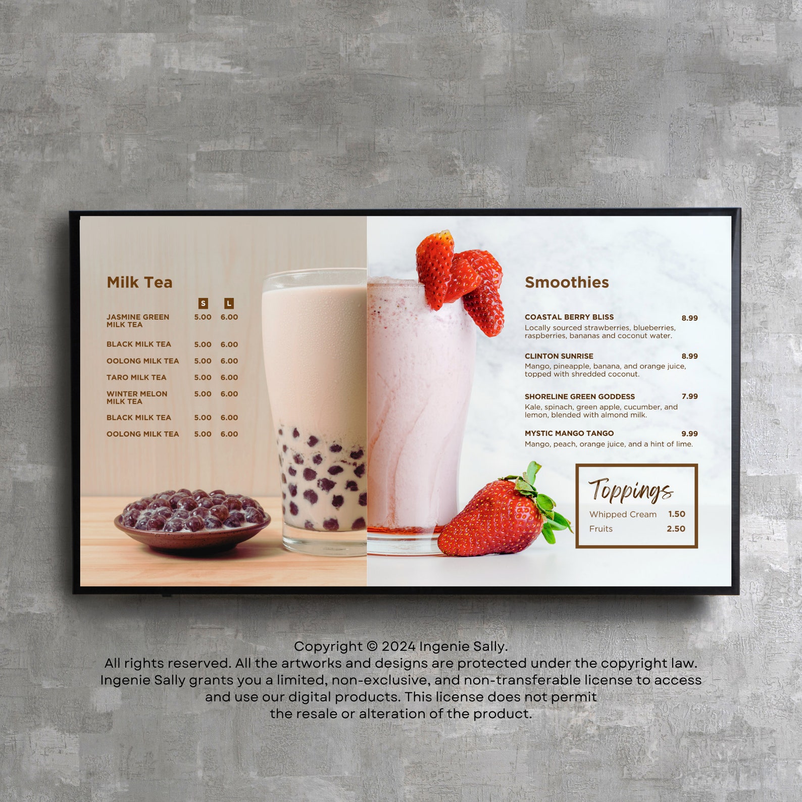 DIY Static TV Editable Digital Menu Board Screen Canva Template for ...
