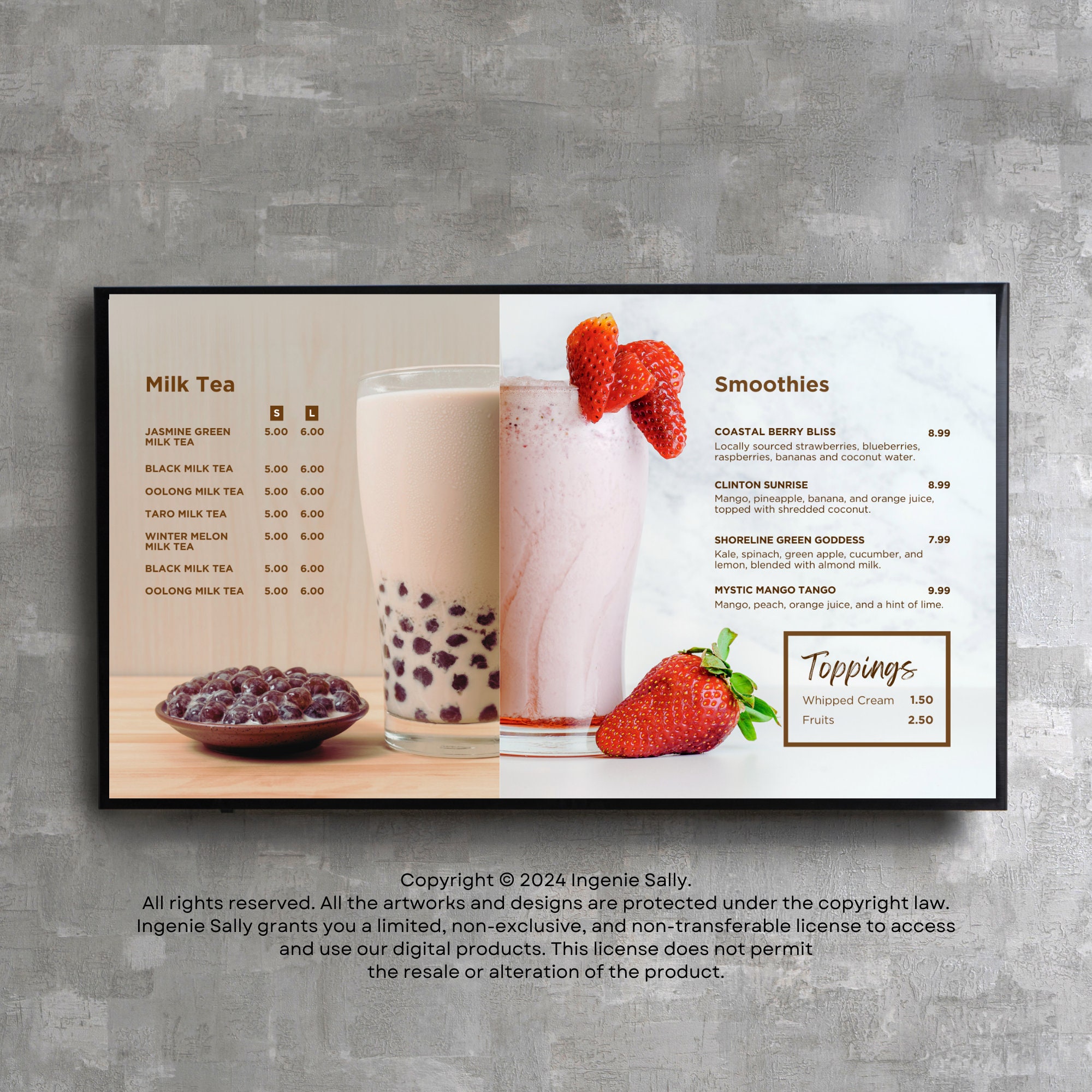 DIY Static TV Editable Digital Menu Board Screen Canva Template for ...