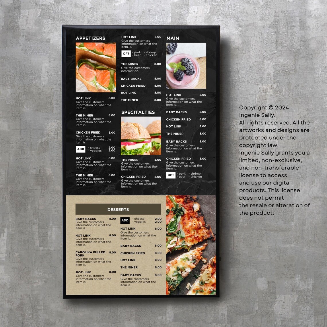 DIY Static TV Editable Digital Menu Board Screen Canva Template for ...