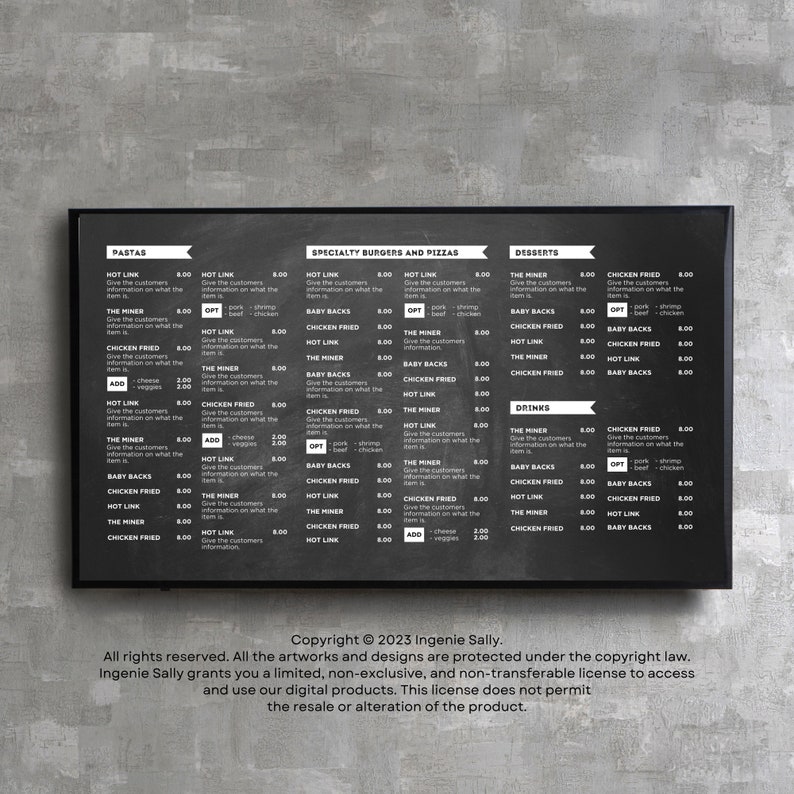 Bundle DIY TV Digital Menu Board Screen Takeout Template for Restaurant ...