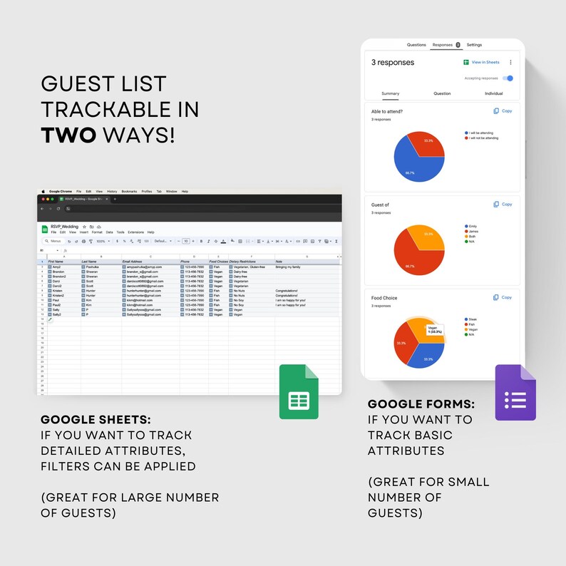 RSVP Auto Guest List Tracker All in One Digital Wedding Invitation ...